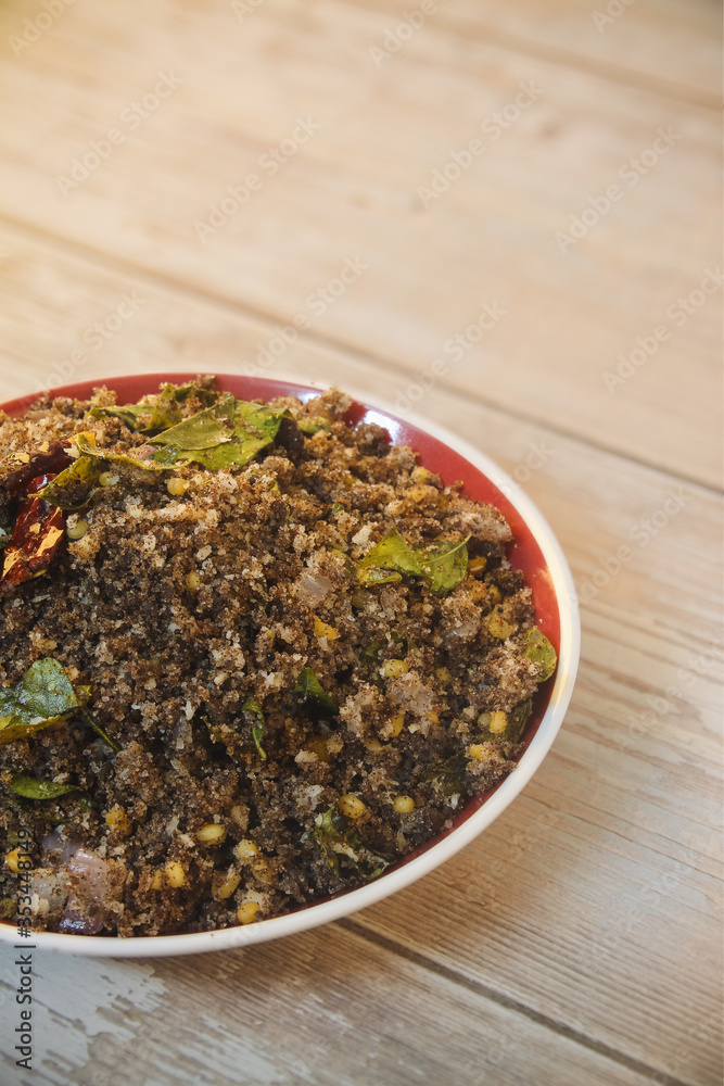 Indian traditional food khara ragi puttu(spicy puttu) Stock Photo ...