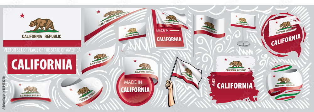 Vector set of flags of the American state of California in different ...