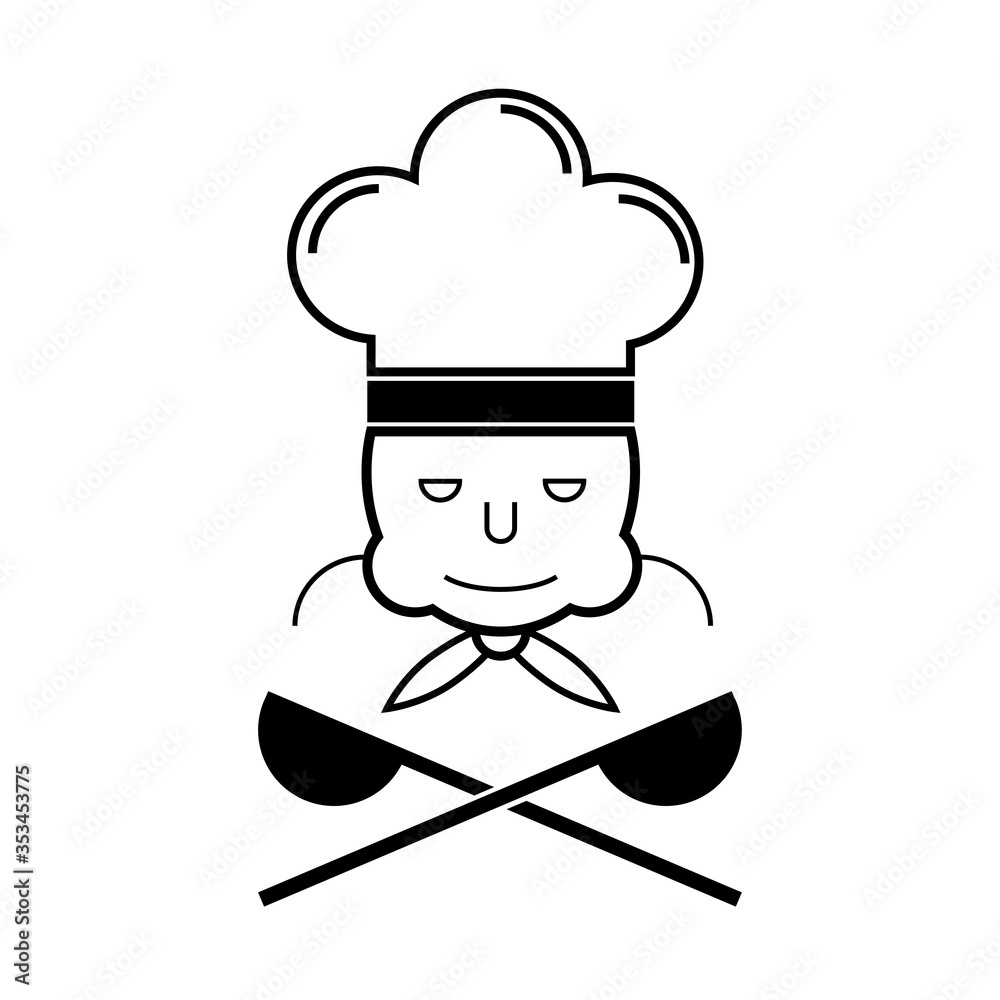 Menu symbol with a chef. Chef logo. Cooking. Vector symbol. Stock ...