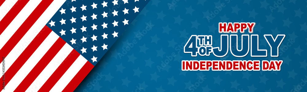 Happy 4th of July banner or header. USA Independence Day simple design ...