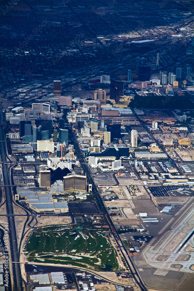 Las Vegas City Skyline panorama with luxury hotels and streets. Stock ...