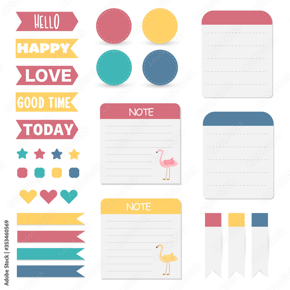 Cute paper notes set. Paper banner design for message.Vector ...