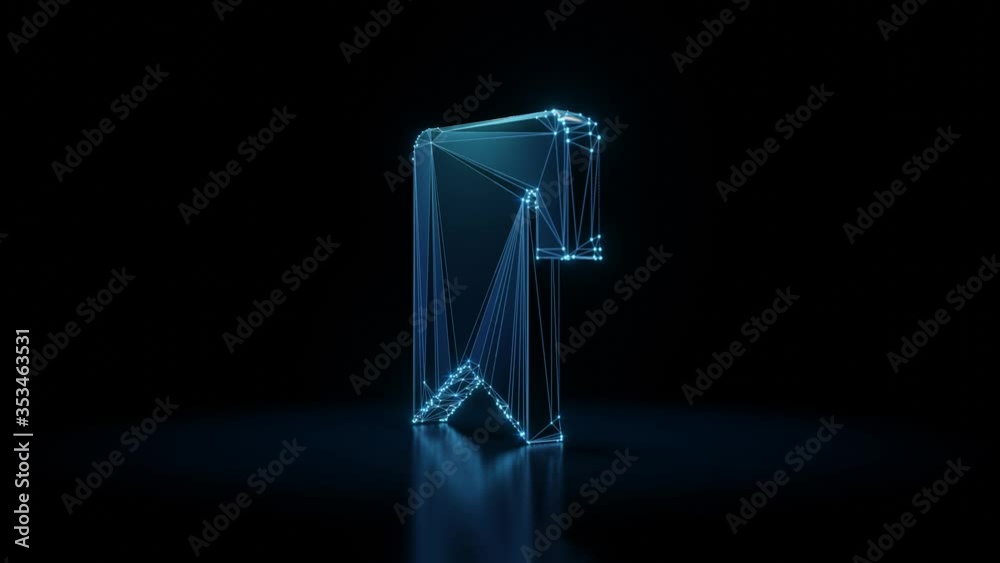 3d rendering seamless loop 4k rotation wireframe neon glowing symbol of bookmark over page with ...