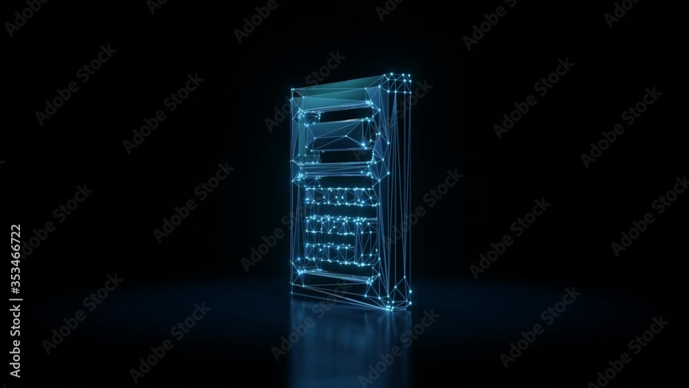 3d rendering seamless loop 4k rotation wireframe neon glowing symbol of calculator with square ...