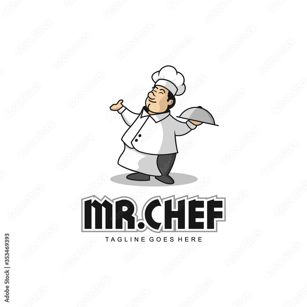 Cartoon chef or cook mascot logo Premium Vector illustration Stock ...