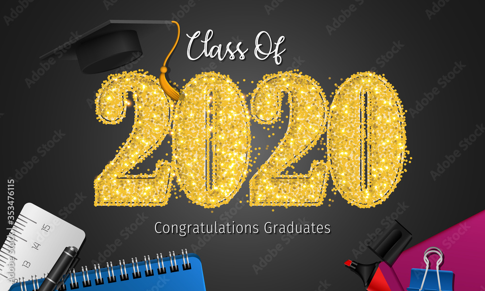 2020 Graduation with Cap Vector. Class of 2020 Year Graduation Banner ...