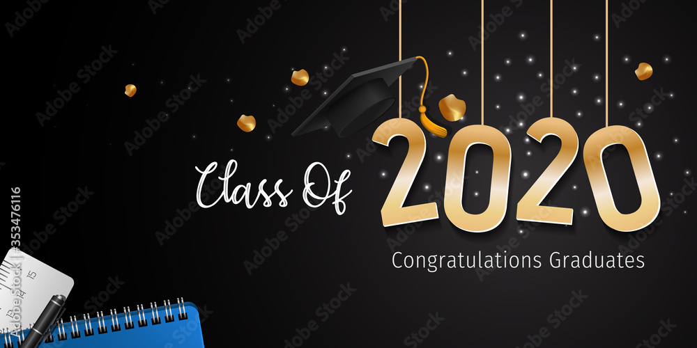 2020 Graduation with Cap Vector. Class of 2020 Year Graduation Banner ...