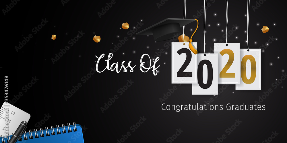 2020 Graduation with Cap Vector. Class of 2020 Year Graduation Banner ...