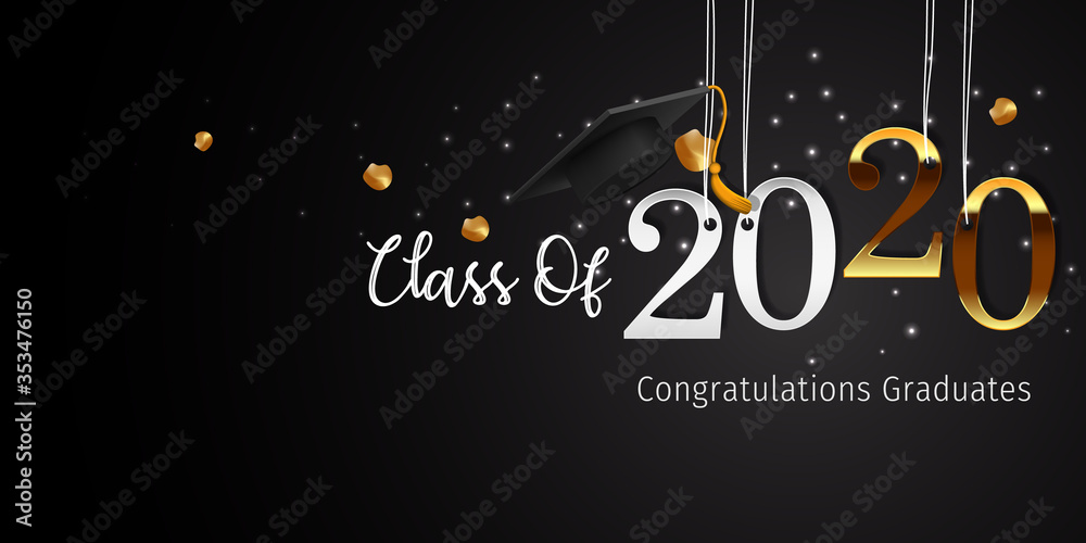2020 Graduation with Cap Vector. Class of 2020 Year Graduation Banner ...