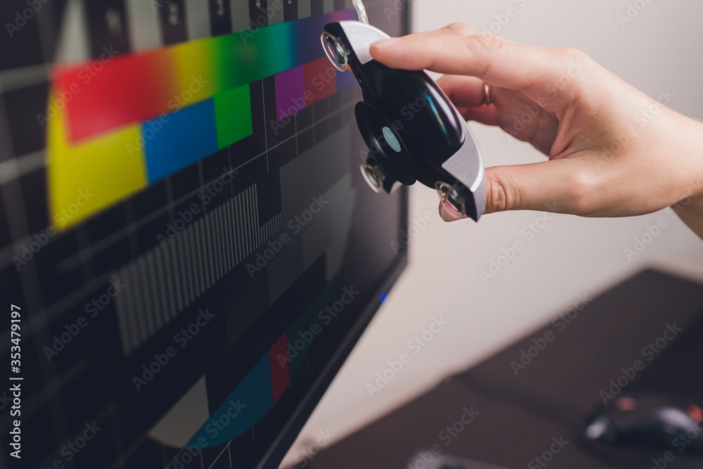 photographer monitor with Display Calibration in the office, tools for ...