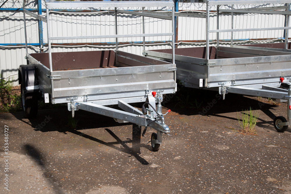 Car open trailer.A store that sells car trailers. Repair and ...