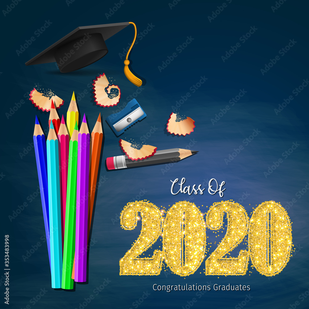 2020 Graduation with Cap Vector. Class of 2020 Year Graduation Banner ...
