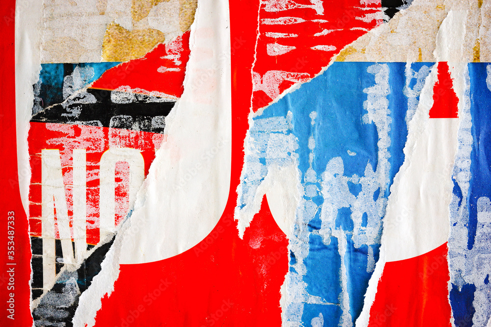 Old ripped torn posters grunge texture background creased crumpled ...