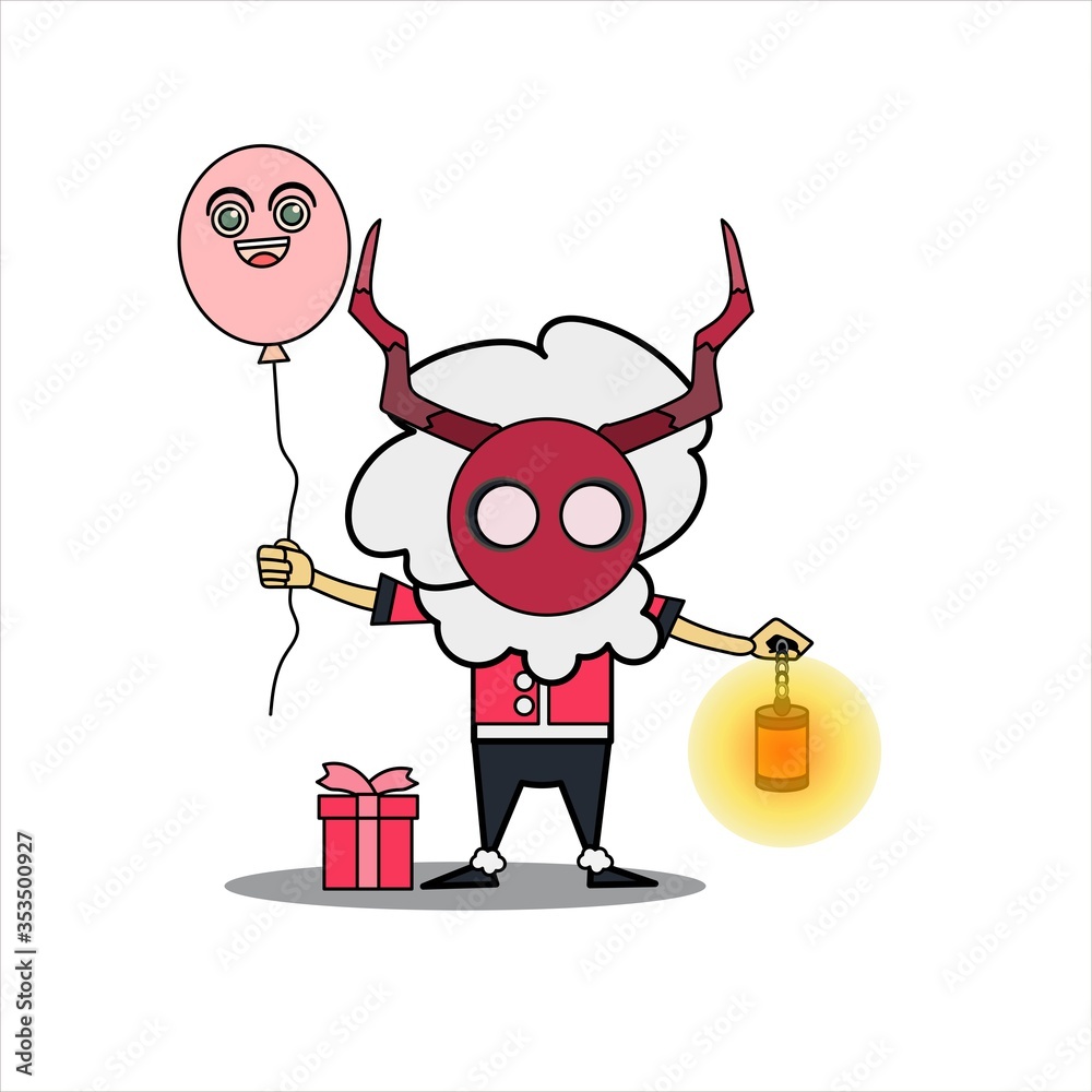 vector cartoon illustration of a masked man with a balloon. vectors for ...