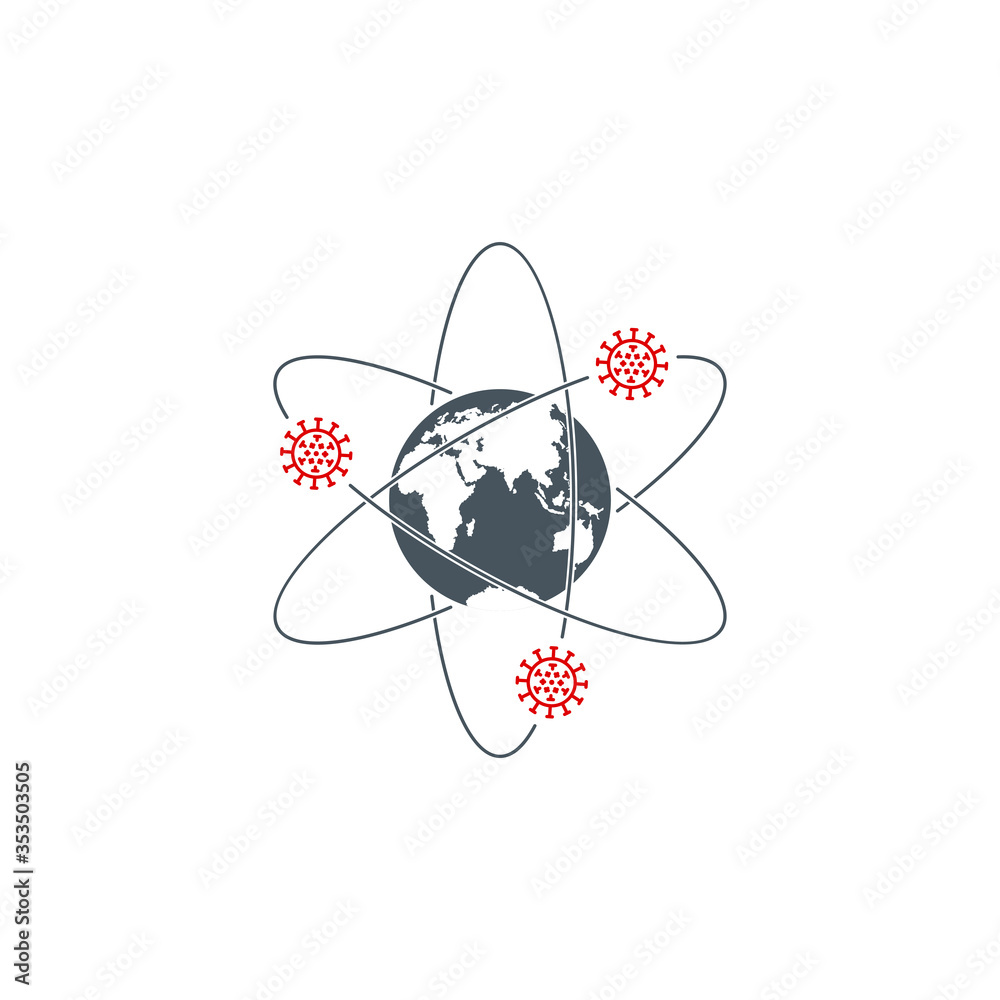 Spread Coronavirus Covid19 around planet sphere location point outbreak ...