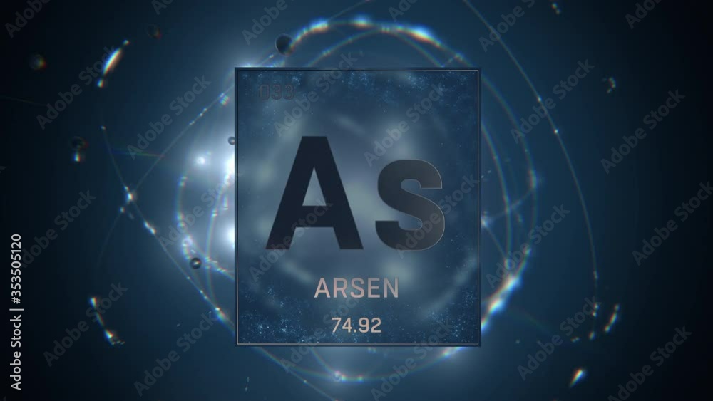 Arsenic as Element 33 of the Periodic Table. Seamlessly looping 3D ...