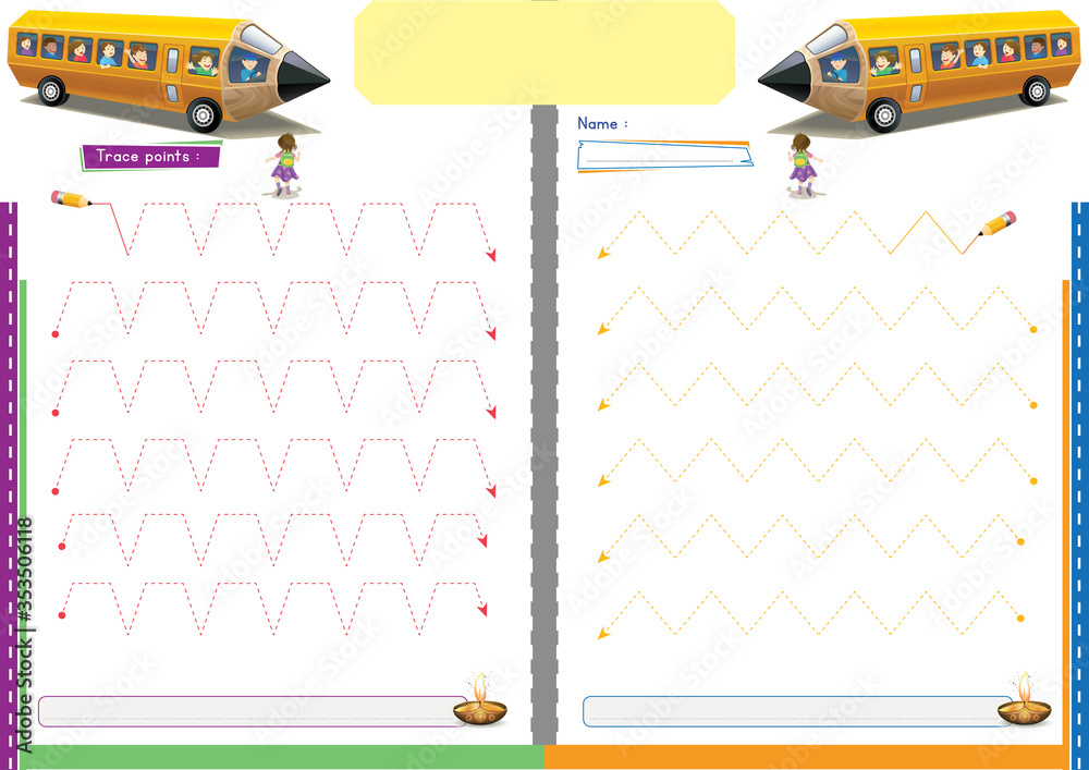 tracing worksheets for preschool and kindergarten Stock Illustration ...