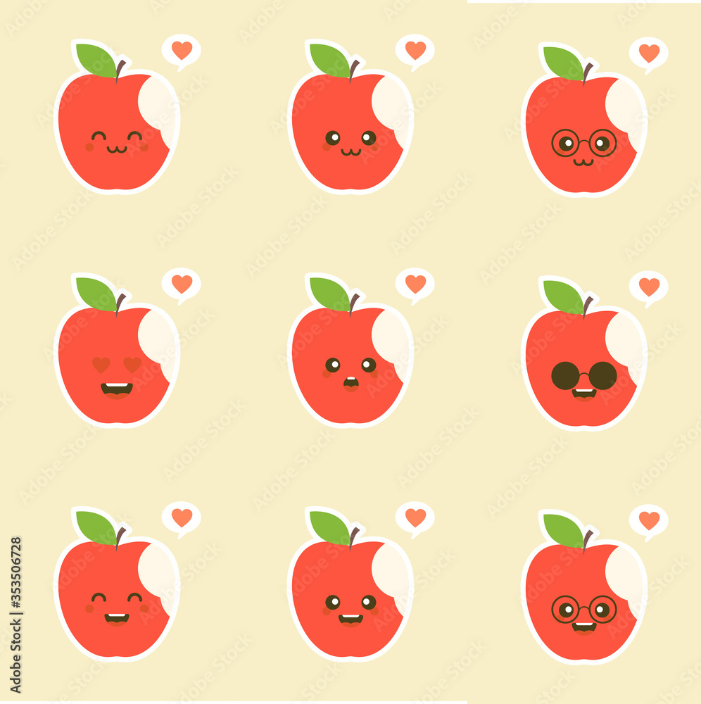 Cartoon Apples With Faces