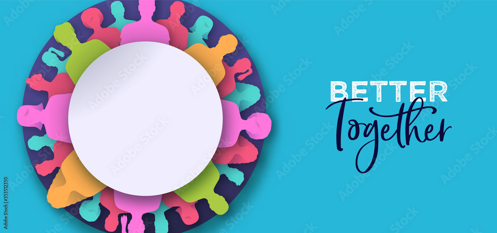 Better together banner of papercut people circle Stock Vector | Adobe Stock
