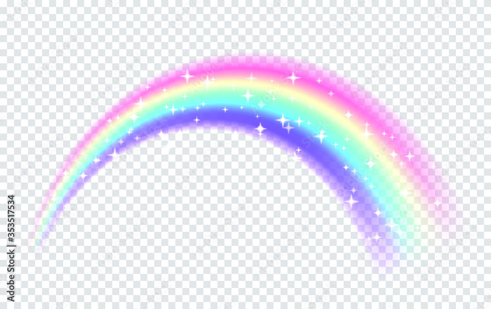 Rainbow with sparkles isolated on transparent background. Vector ...