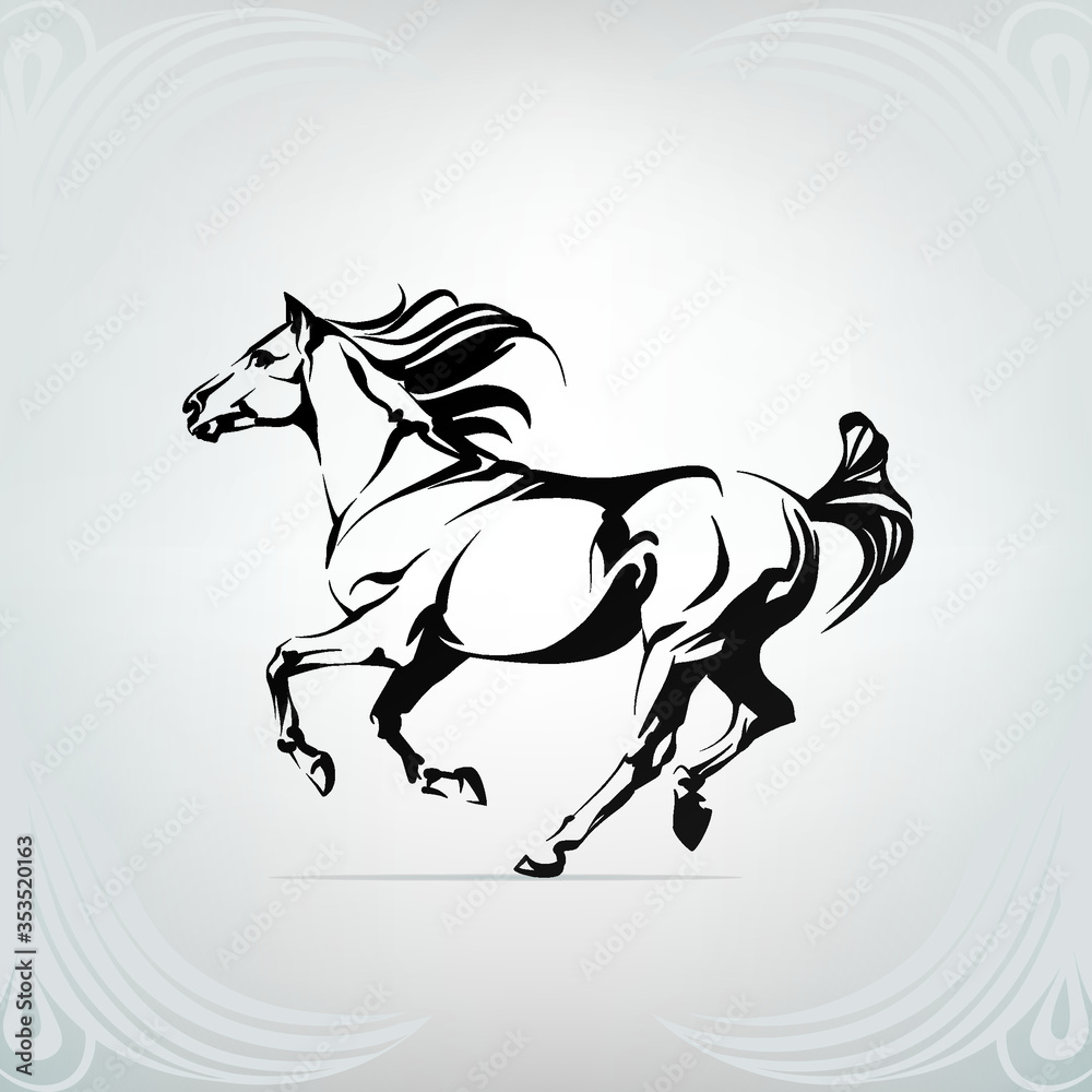 Vector silhouette of a running horse vector de Stock | Adobe Stock