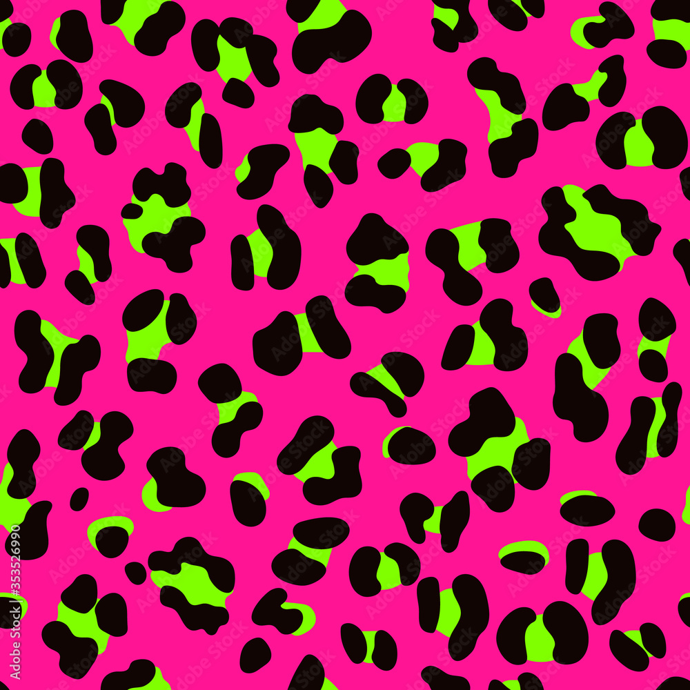 Punk rock style eighties/80s fashion pattern. Seamless Faux Leopard ...