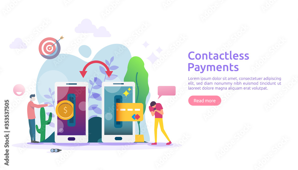 mobile payment or money transfer concept. contactless, wireless or ...