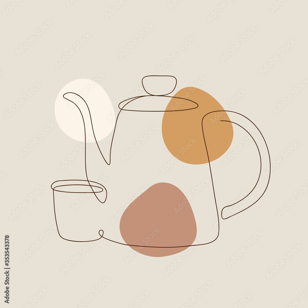 Coffee line arts vector. Continuous line art hand drawn vector ...