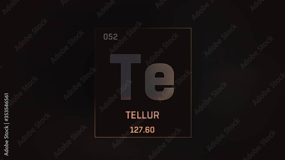 Tellurium as Element 52 of the Periodic Table. Seamlessly looping 3D ...