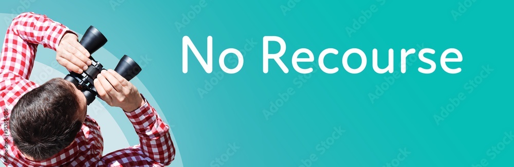 No Recourse. Businessman (man) looks through binoculars. Birds eye view ...