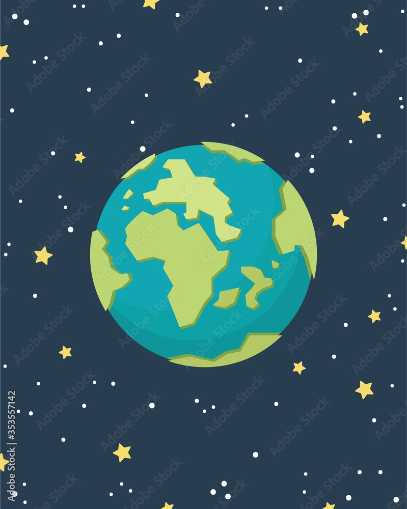 Earth cartoon vector. free space for text. wallpaper. background. star ...