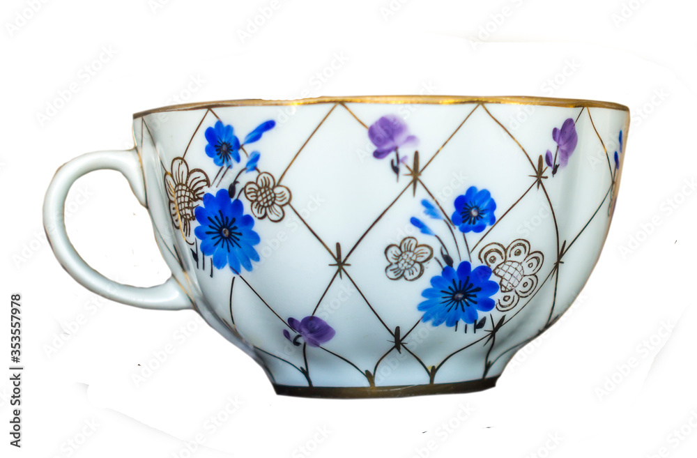 Isolated porcelain tea cup. Side view. White background . Imperial ...