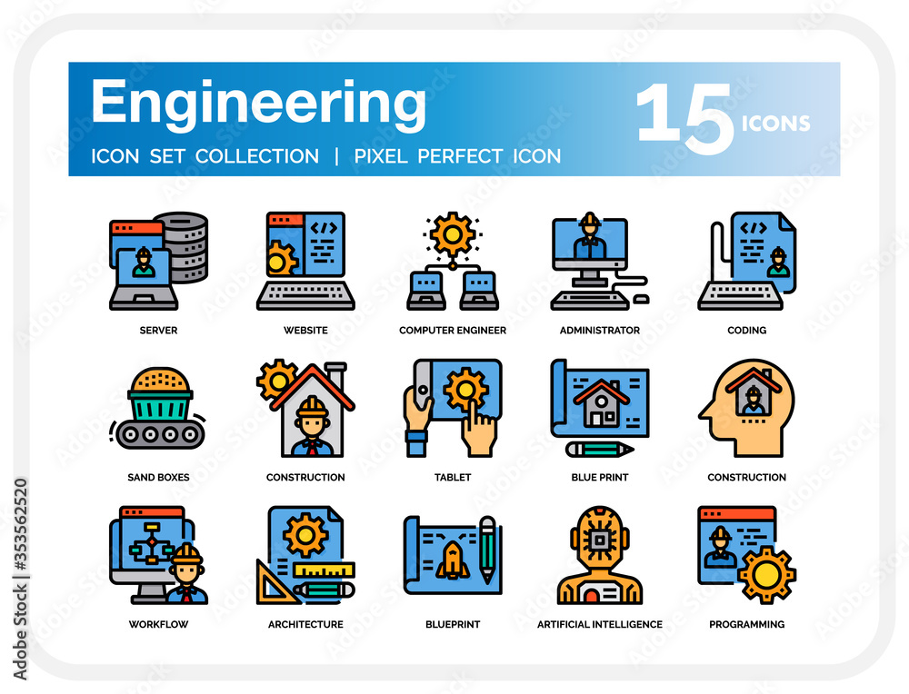 Engineering icons for web design, book, ads, app, project etc. Stock ...