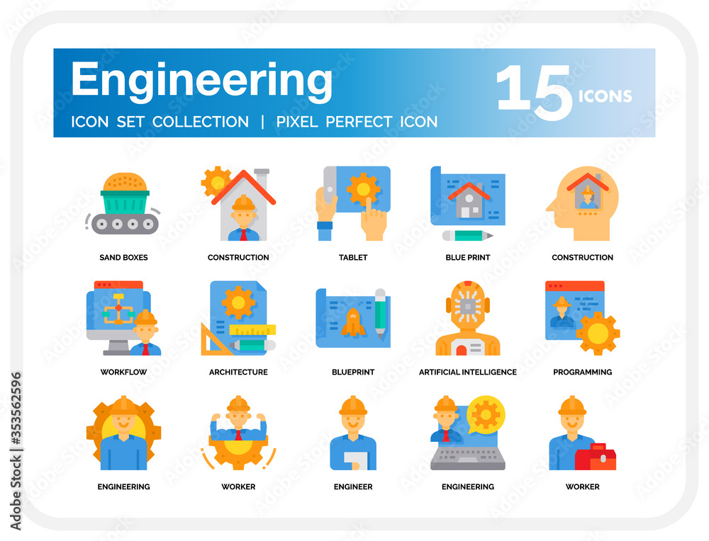 Engineering icons for web design, book, ads, app, project etc. Stock ...