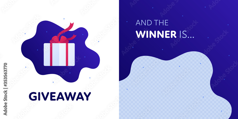 Social media giveaway social media and winner post template. Vector ...