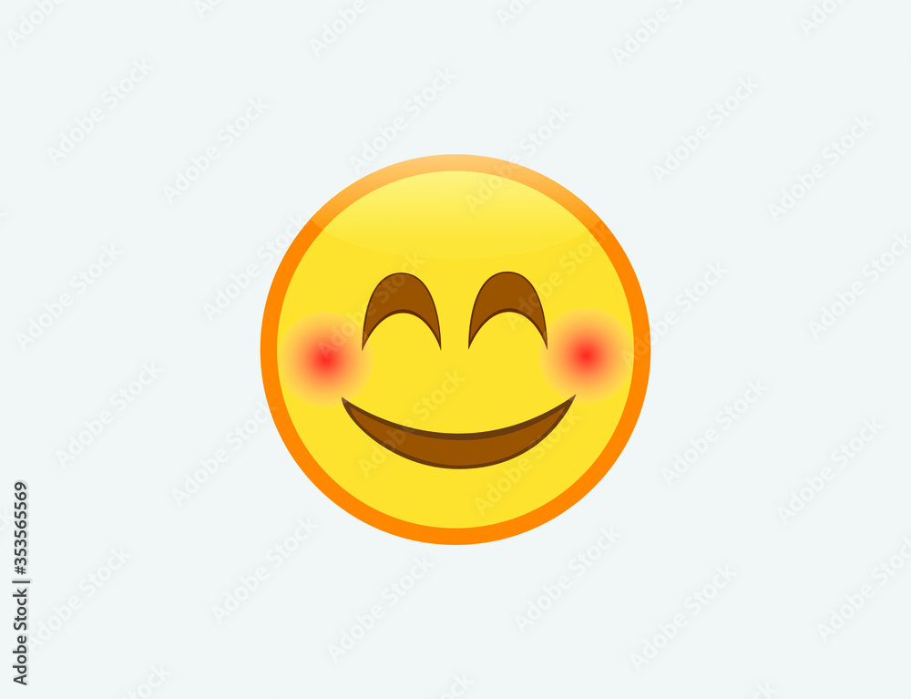 Vector illustration of Smiling Face with Smiling Eyes with red cheek ...