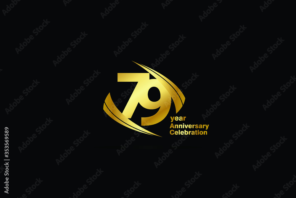 79 year minimalist logo years, jubilee, greeting card. Birthday ...