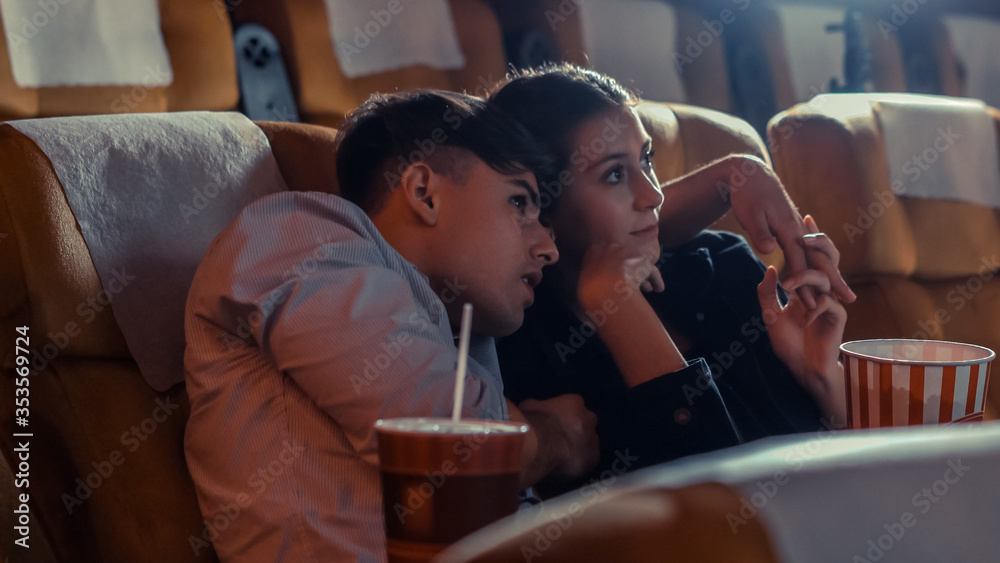 People audience watching movie in the movie theater cinema. Group ...