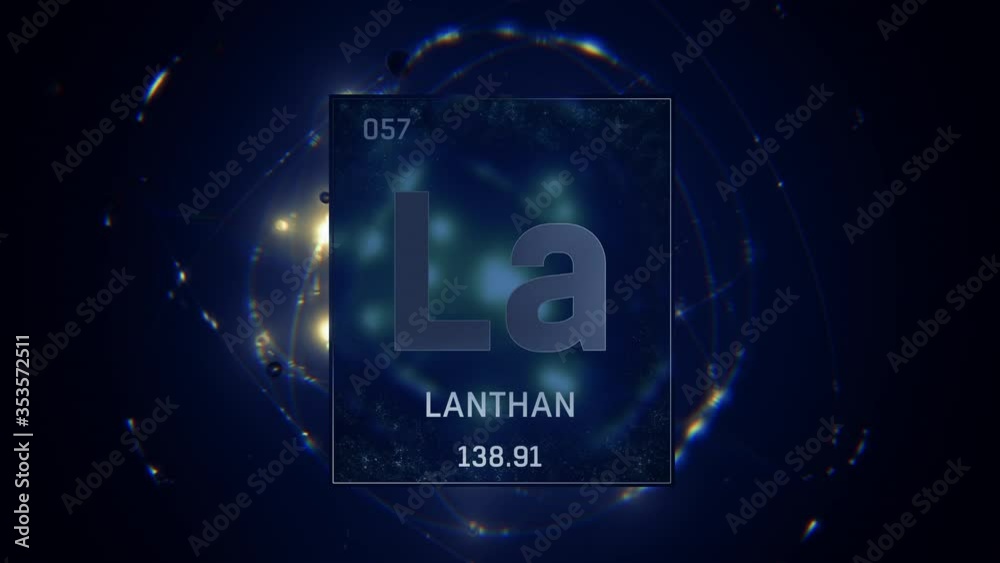 Lanthanum as Element 57 of the Periodic Table. Seamlessly looping 3D ...