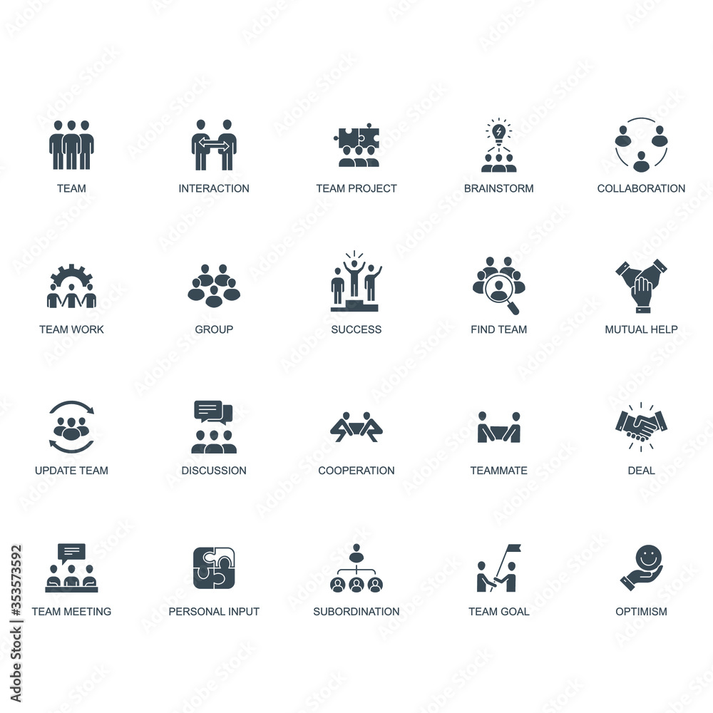 Teamwork signage set for business project include brainstorming, Team ...