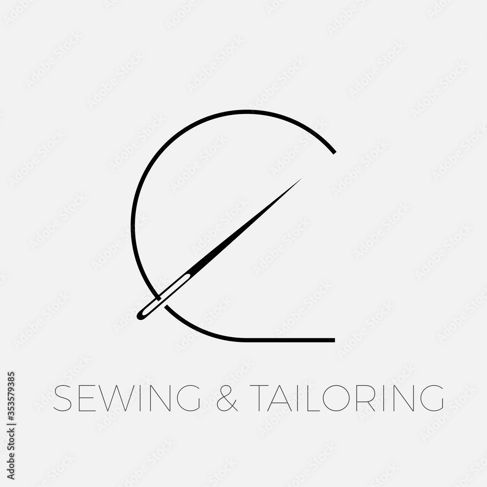 Vector abstract logo, needle and thread for sewing, concept of ...