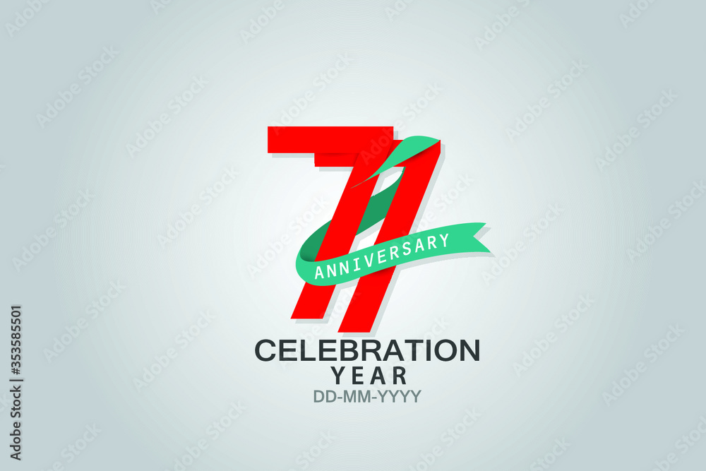 77 years anniversary blue ribbon celebration logotype. anniversary logo ...