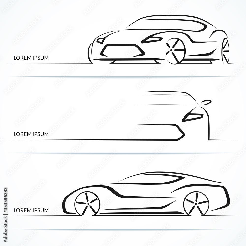 Set of modern car silhouettes. Stock Vector | Adobe Stock