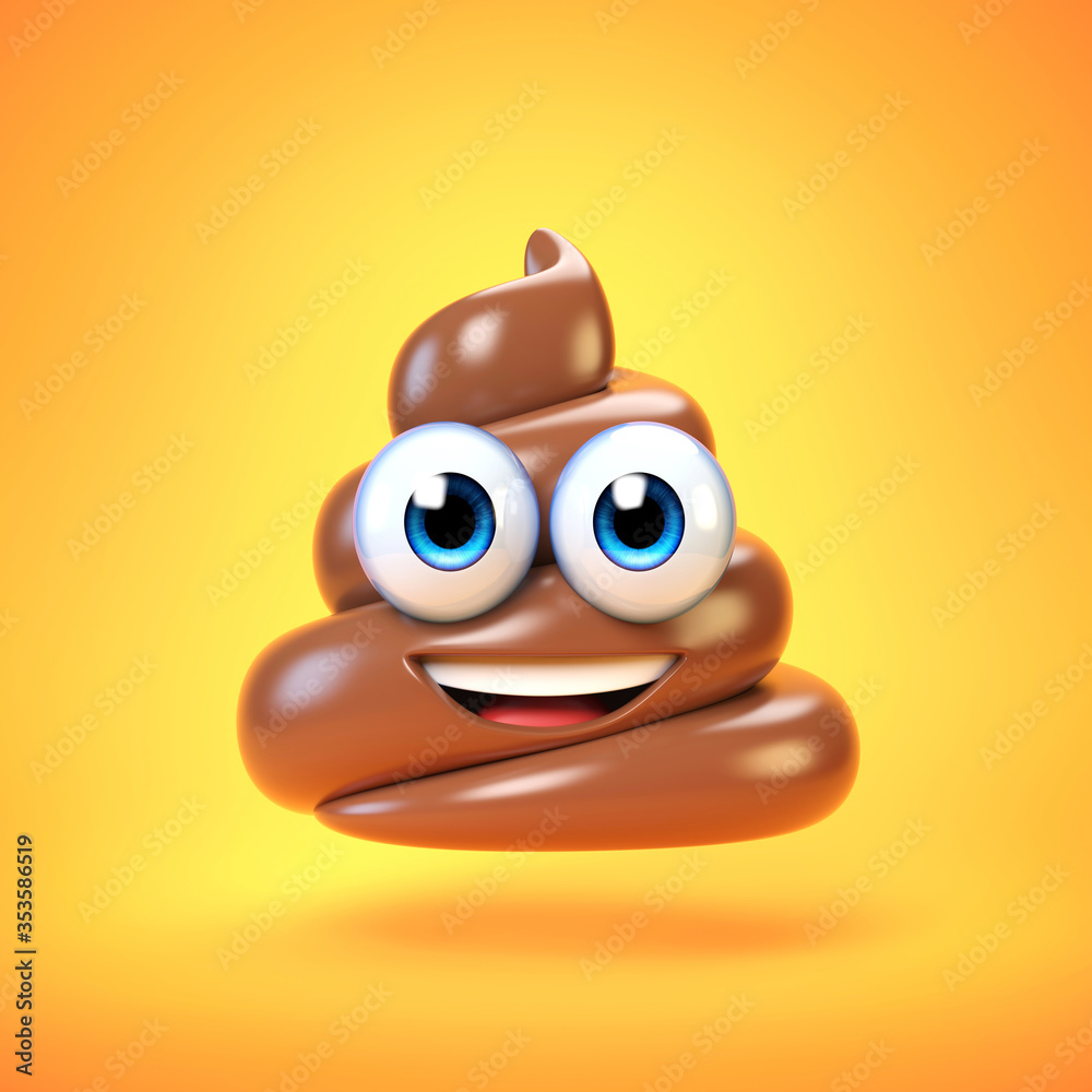 Poop emoji isolated on white background, poo emoticon 3d rendering ...