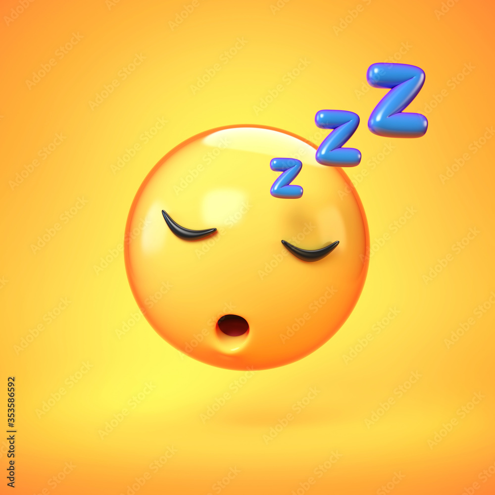 Sleeping emoji isolated on white background, emoticon at rest 3d ...