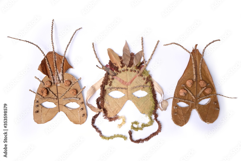 3 masks made from natural materials. A cute activity activity for ...