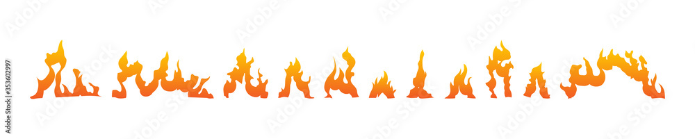 Fire flames collection. Fire vector icons, isolated. Symbols Fire ...