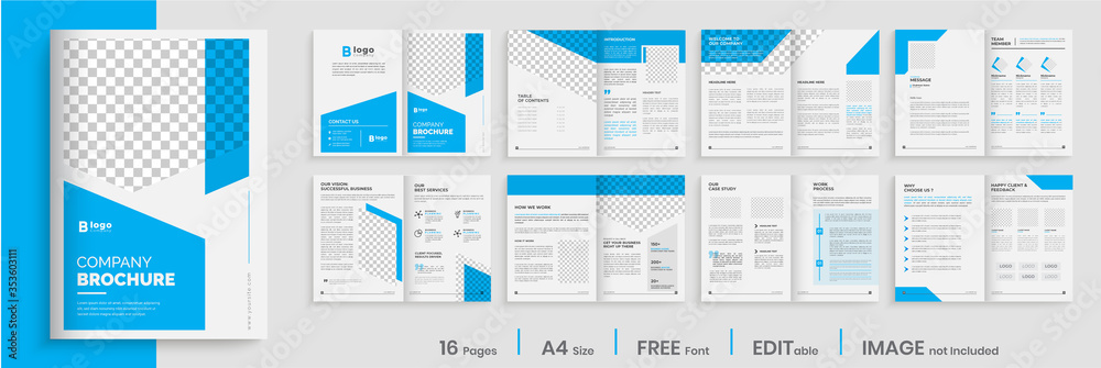 Brochure template layout design, blue brochure design, annual report ...