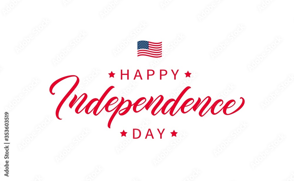 Independence Day handwritten lettering. Modern calligraphic text ...
