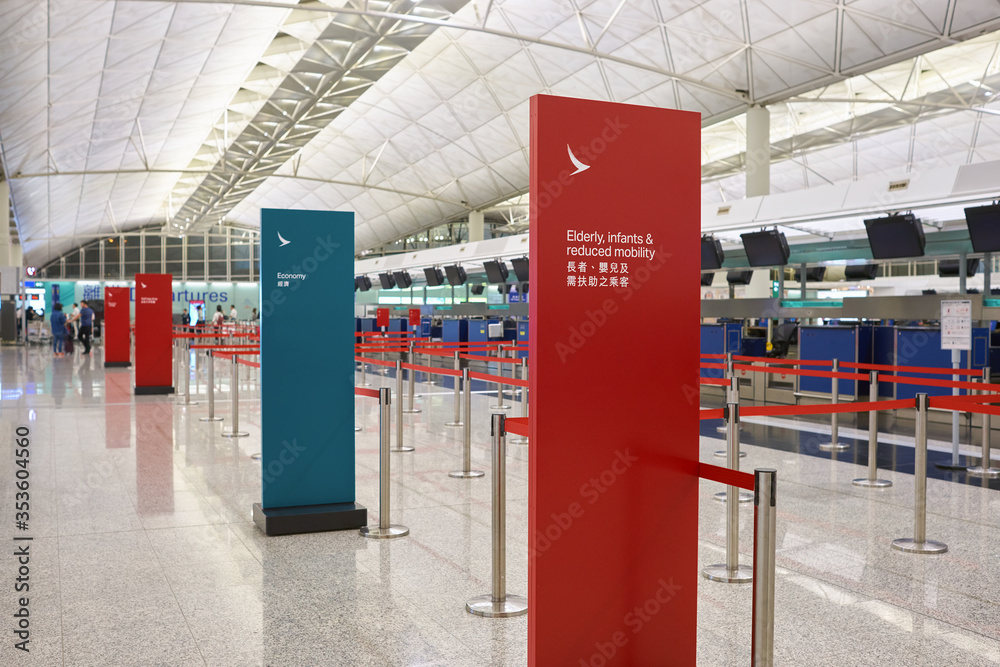 HONG KONG - CIRCA NOVEMBER, 2016: check-in counters at Hong Kong ...